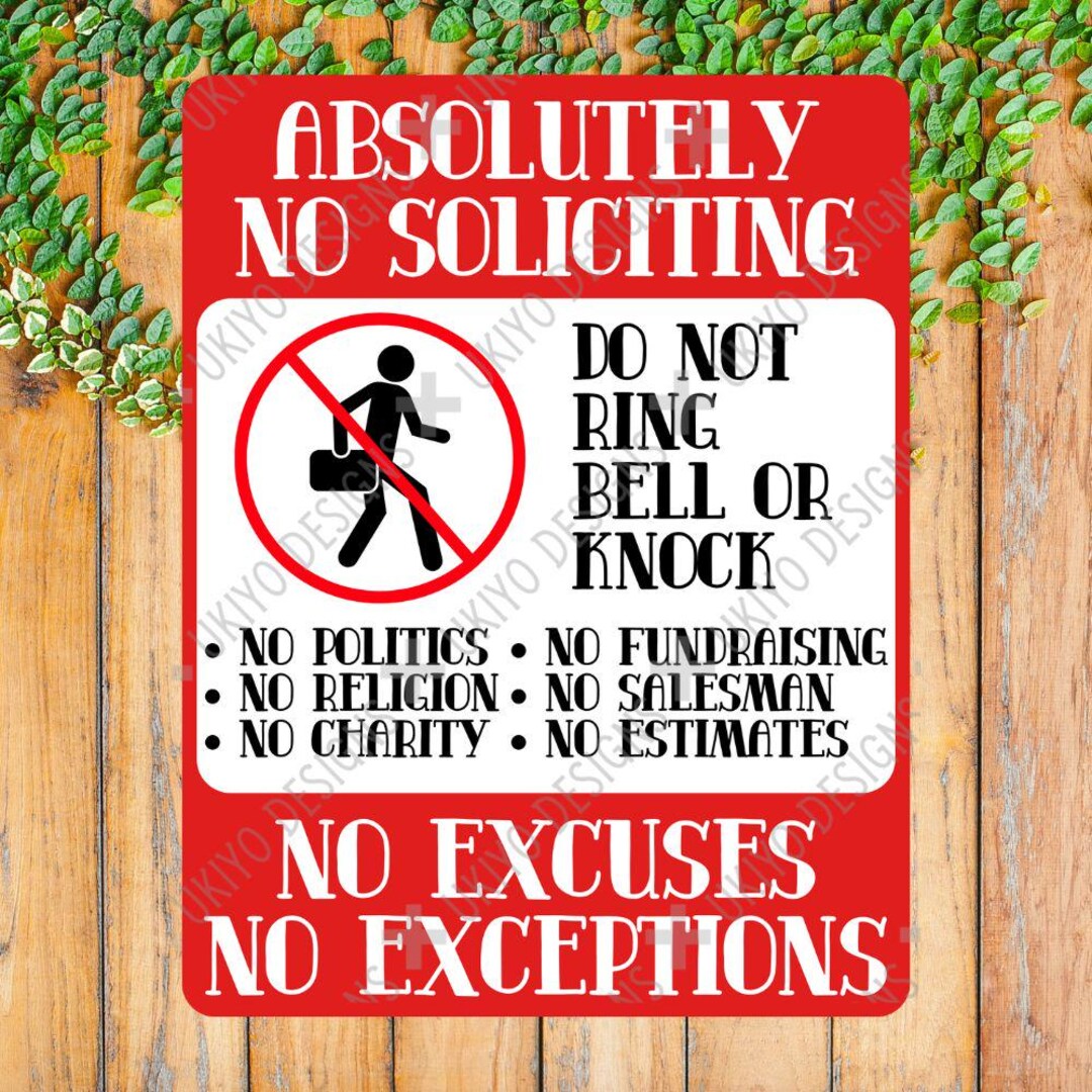 Funny No Soliciting Sign, Sarcastic Home Protection Sign, No Solicitors ...