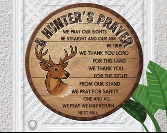 Hunter's Prayer Deer Round Sign PNG Bundle, Cabin Wall Art (digital ...
