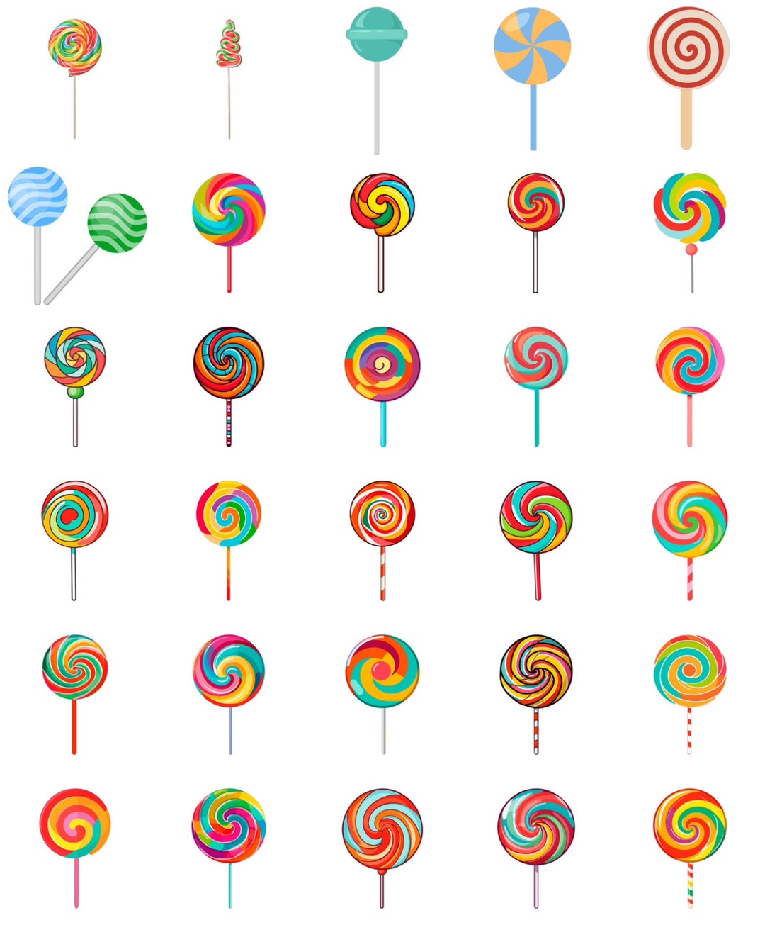 130 Images: Lollipop, Candy, Sweets Clipart/png ONLY Bundle, Digital ...