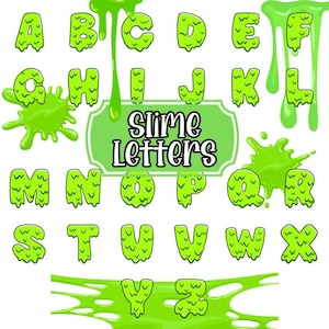 Slime, Green Letters Clipart/png ONLY Bundle, Digital, Instant Download ...