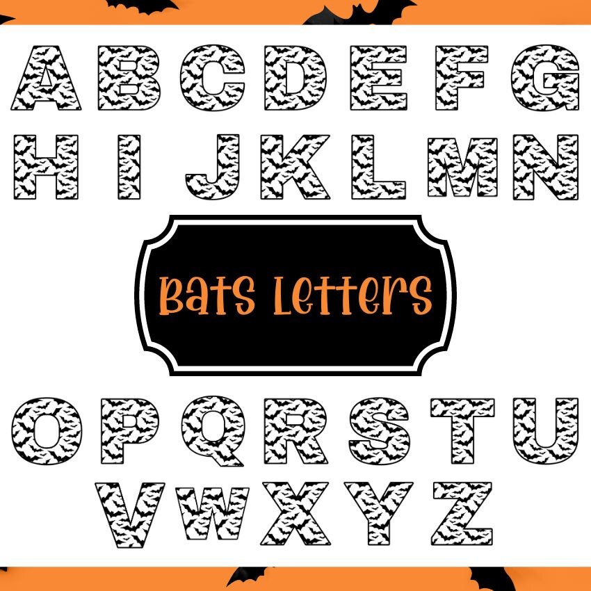 Bat Letters & Numbers Clipart/png Bundle, Digital Download, Ukiyo ...