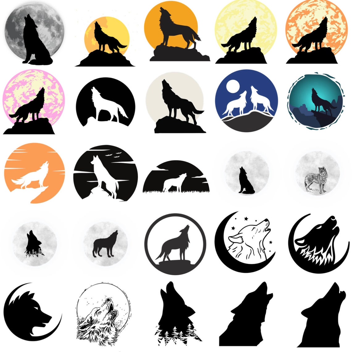 40 Images: Wolf, Animal Clipart/png Bundle, Digital Download, Instant ...