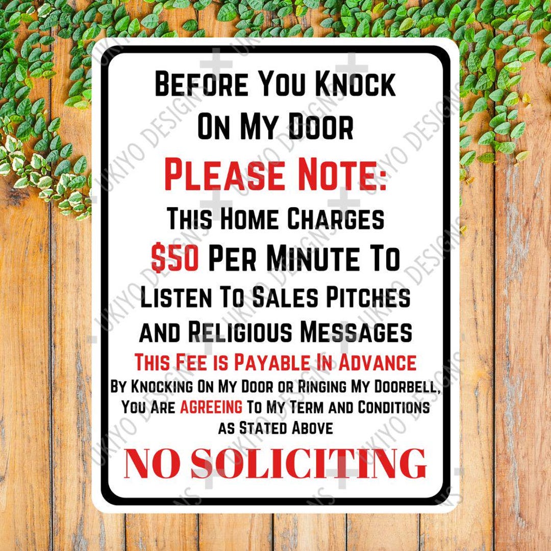 Funny No Soliciting Sign, Sarcastic Home Protection Sign, No Solicitors ...