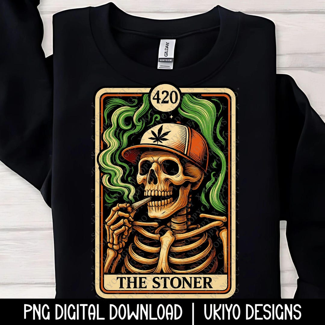 420 Stoner Skeleton PNG – Smoking Skeleton Tarot Card Style Weed Art ...