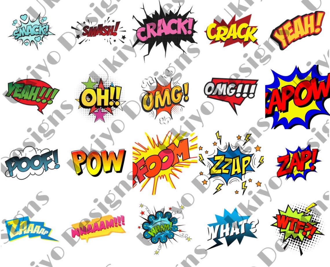 60 Images: Onomatopoeia, Comic Boom, Comic Book Onomatopoeia, Clipart ...