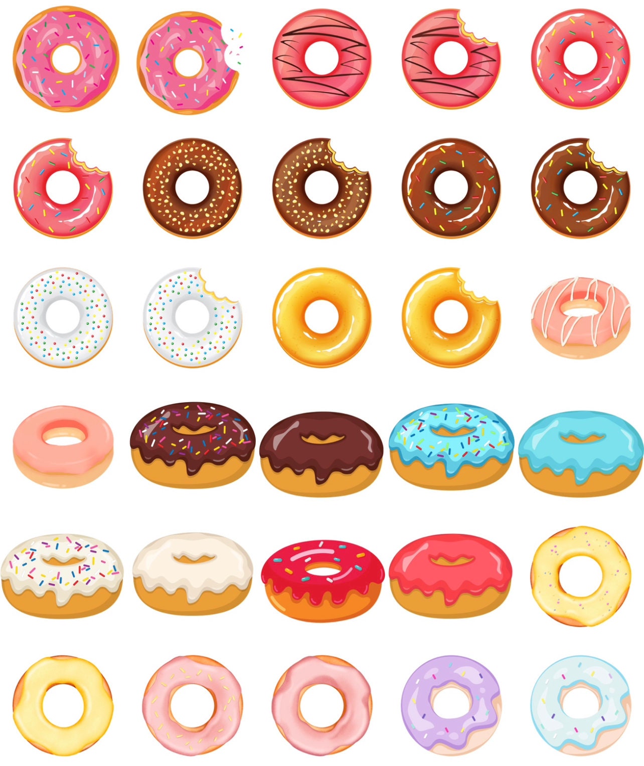 90 Images: Donuts, Sweets, Food Clipart/png Bundle, Digital Download ...