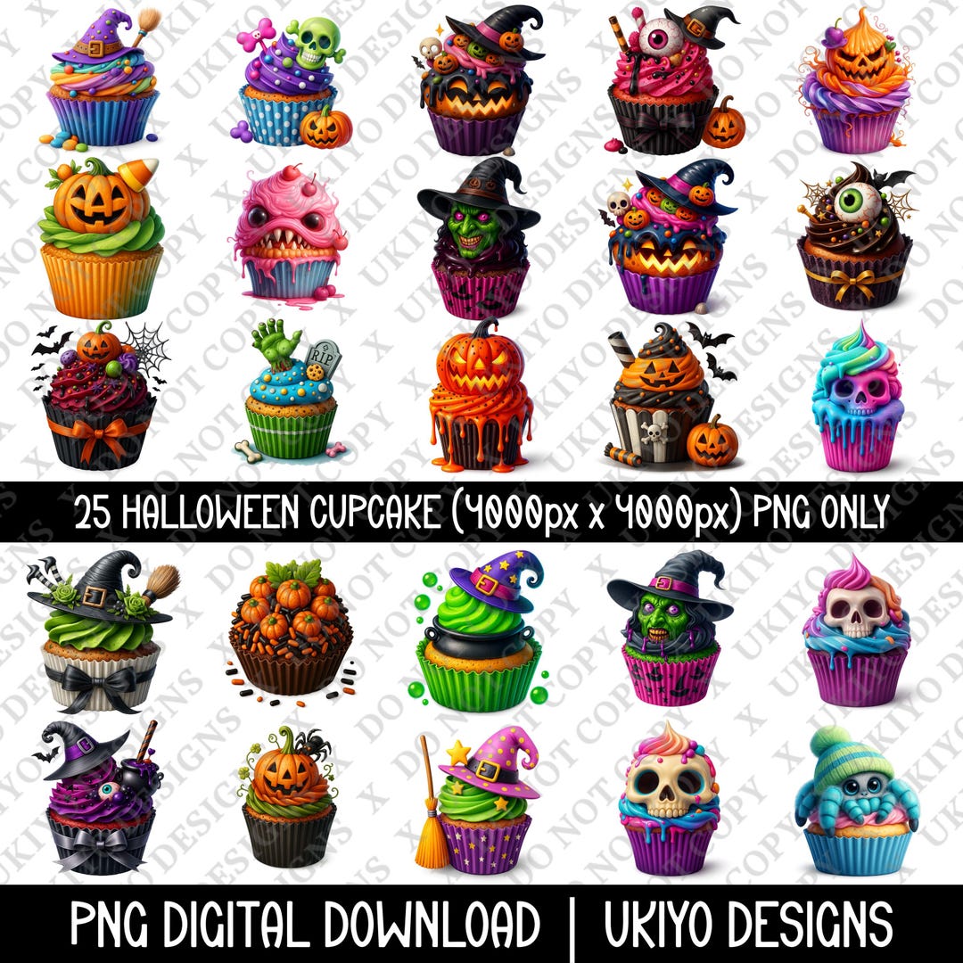 25 Halloween Cupcake Pngs | Creepy Cute Halloween Cupcake Clipart ...