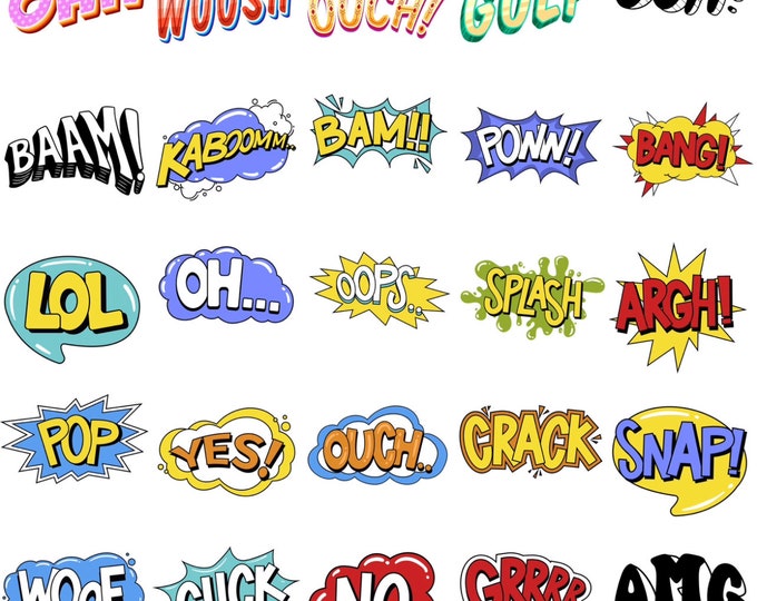 Boom Bam Bang Pow Zoinks Zap Smash Superhero Comics Clipart Comic Book ...