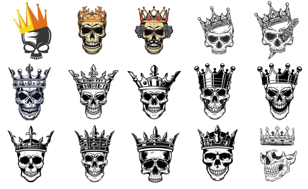 15 Images: Skull With Crown, Skull, Crown, Royalty Clipart/png Bundle ...