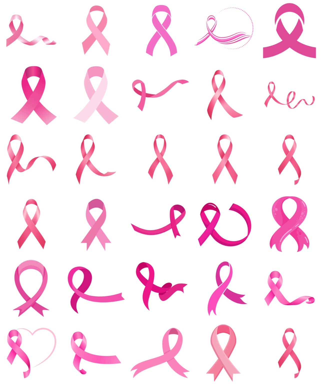 60 Images: Breast Cancer Awareness, Pink Ribbon Clipart/png Bundle ...