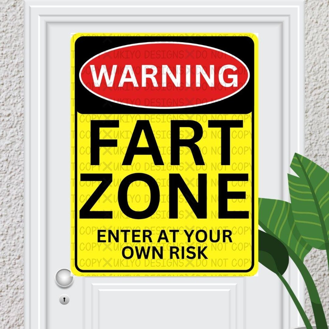 Funny Fart Zone Sign, Sarcastic Humor, Humorous Home Art, Gag Design ...