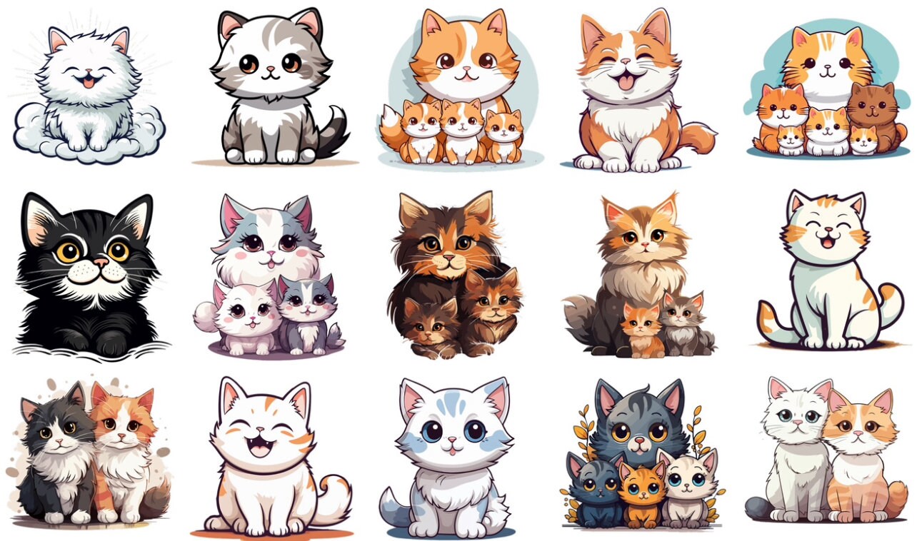 30 Images: Cat, Animal, Pet Clipart/png ONLY Bundle, Digital, Instant ...