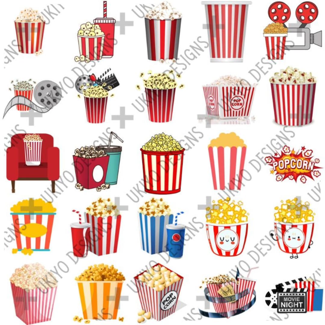 100 Images: Popcorn, Movie, Entertainment, Film Clipart/png ONLY Bundle ...