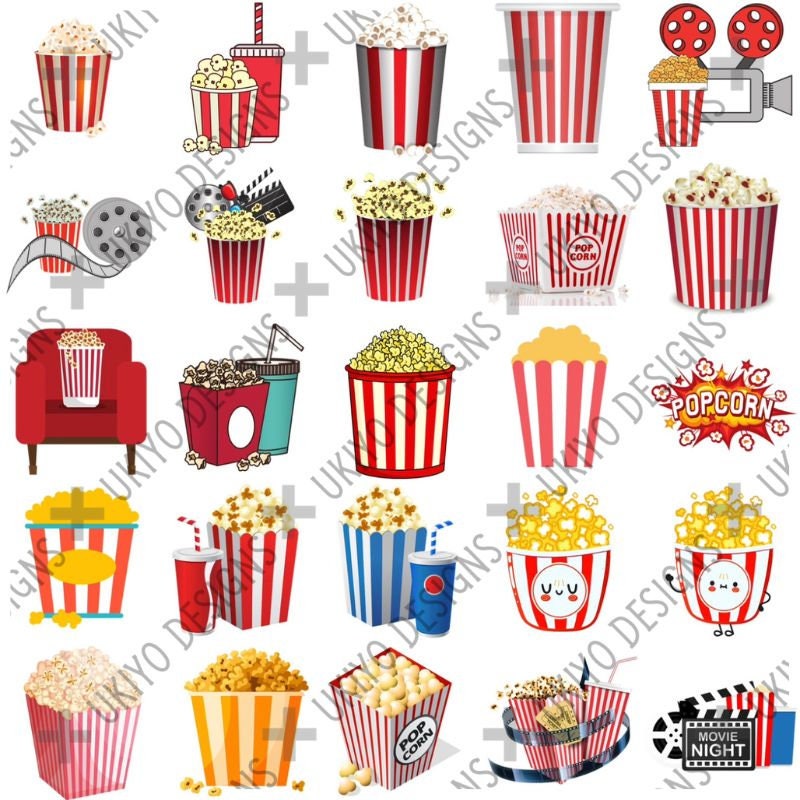 100 Images: Popcorn, Movie, Entertainment, Film Clipart/png ONLY Bundle ...