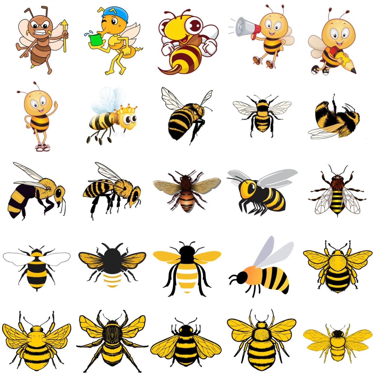Cartoon Bee, Insect, Honey Bee, Bumblebee PNG ONLY| Printable Clipart ...