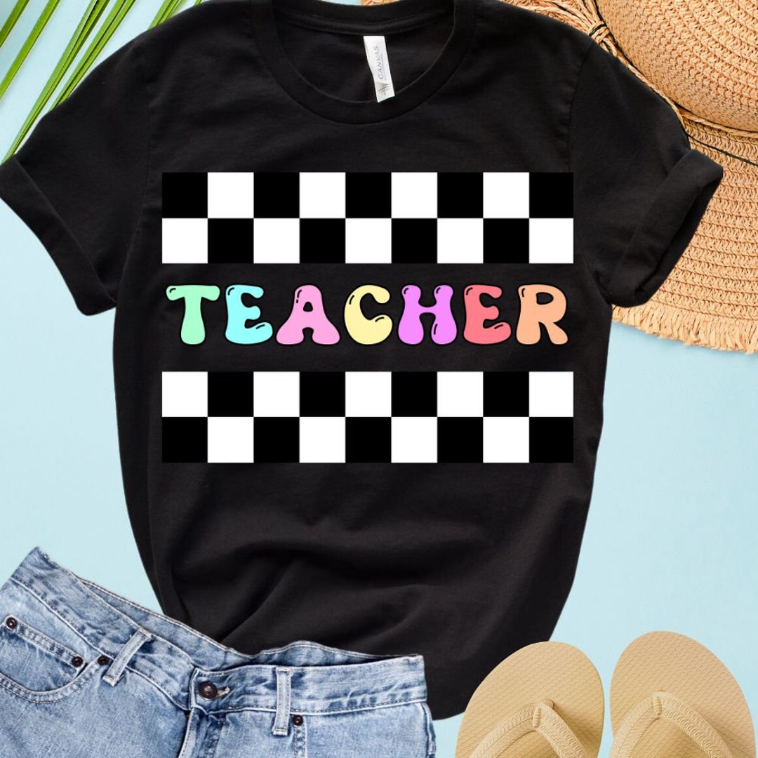 Teacher Black & White Checkered PNG | Stylish Teacher Digital Download ...