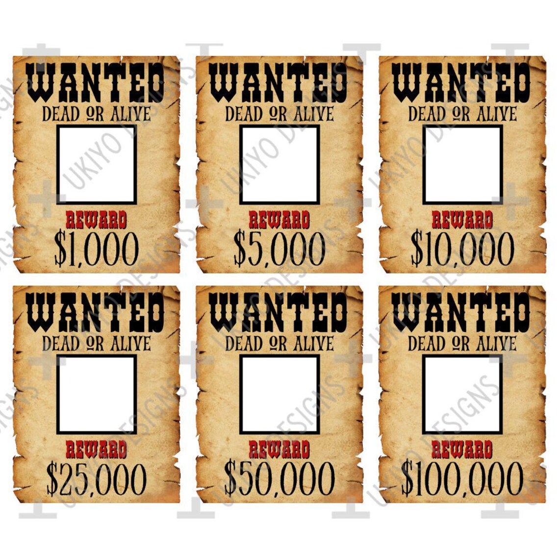 Wanted Poster PNG Bundle – 20 Rustic Wild West Templates, Vintage ...