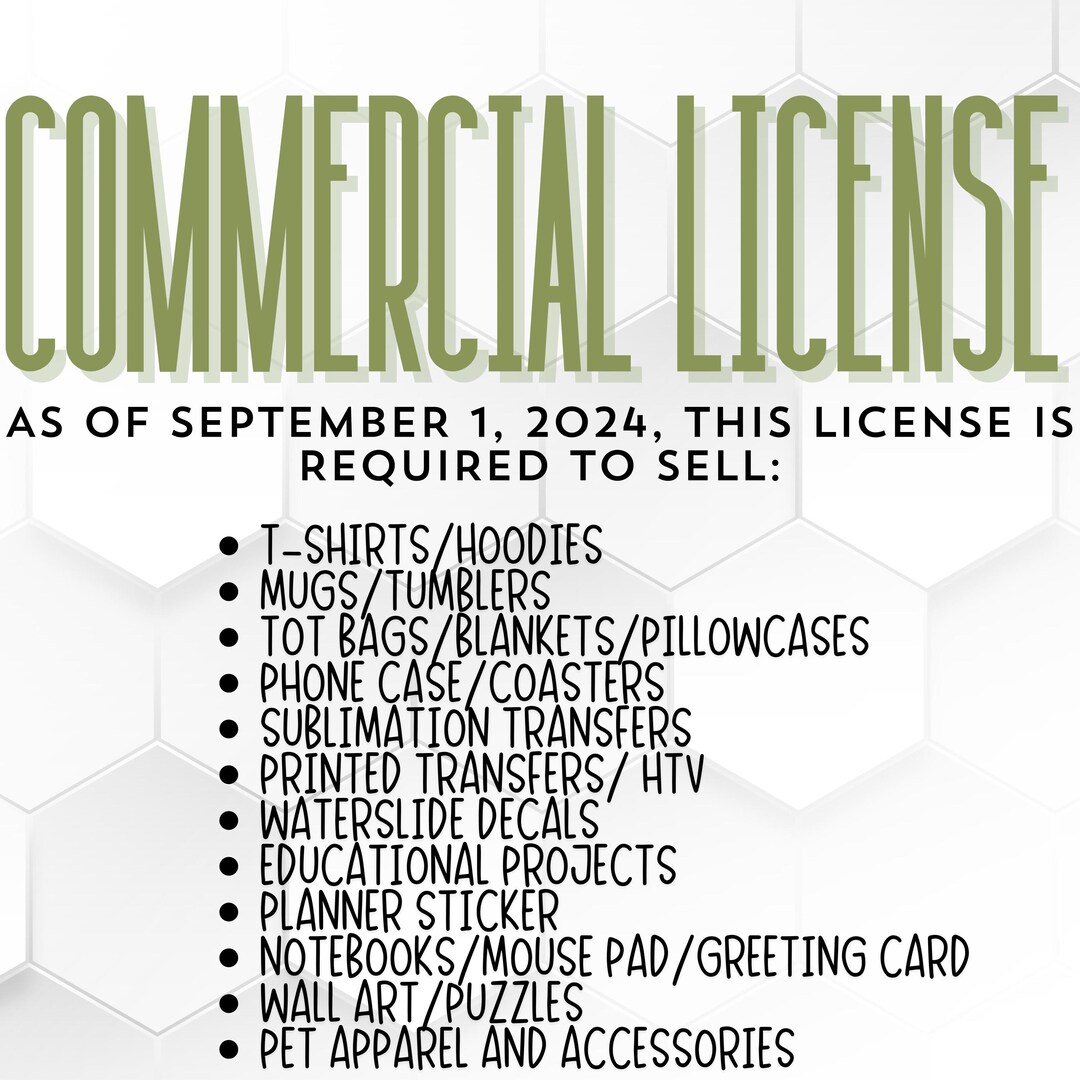 Commercial License to Sell PNG Designs• Print on Demand Approved ...