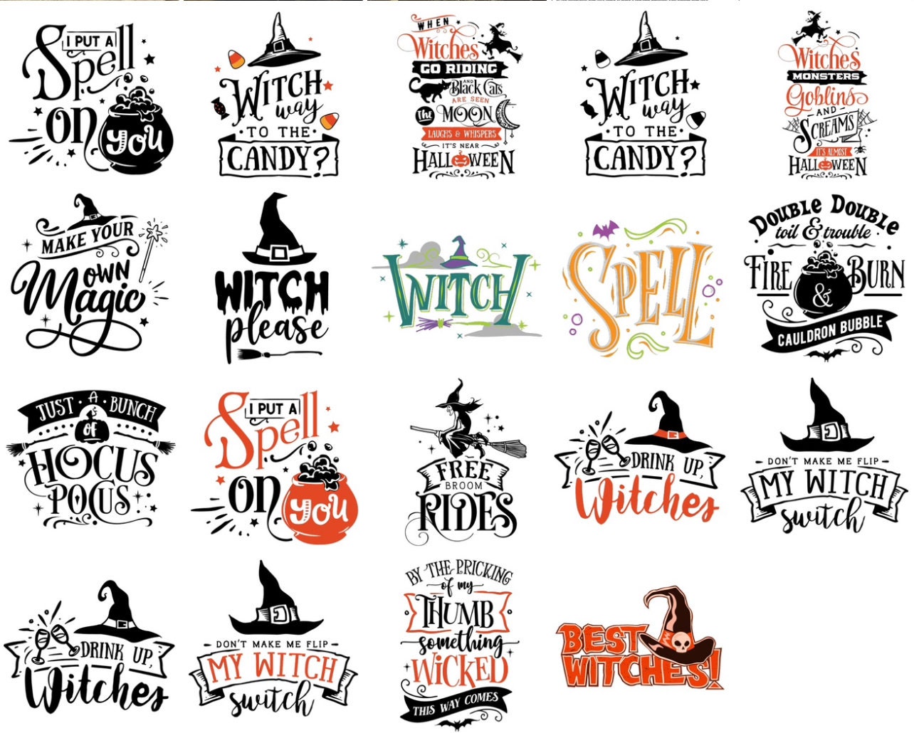 15 Images: Witch Halloween Quotes Clipart/png ONLY Bundle - Etsy