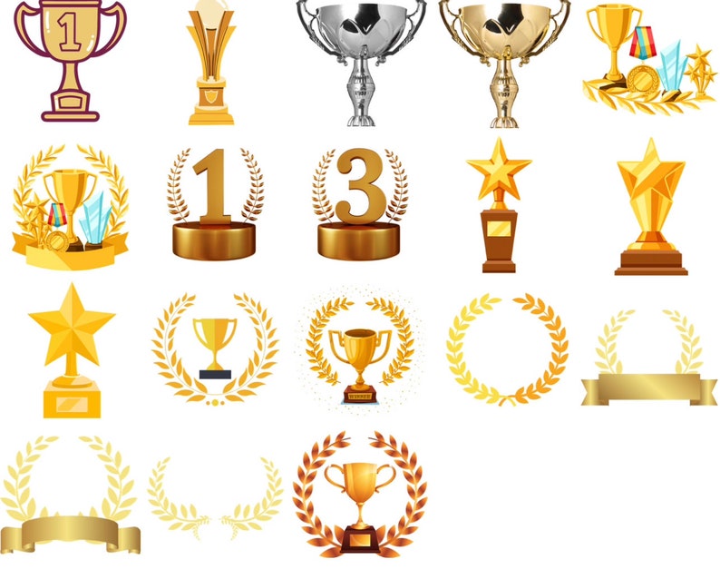 55+ Images: Trophy, Award, Winner Clipart/png Bundle, Digital Download ...