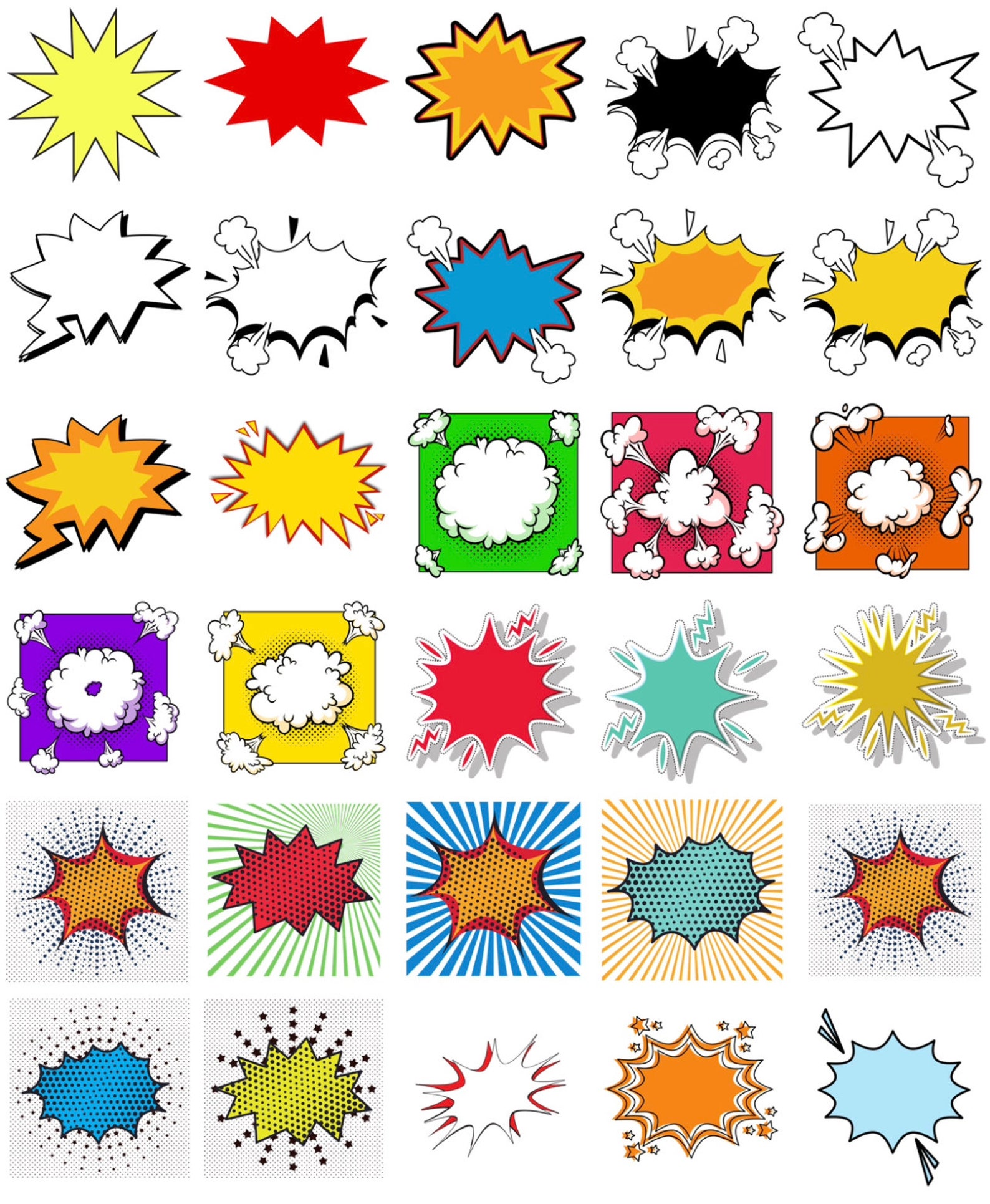 Blank Comic Sound Effects, Blank Onomatopoeia, Blank Speech Bubbles ...