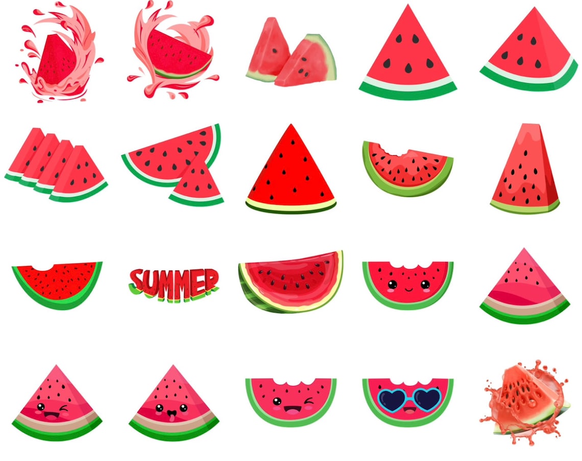 60 Images: Watermelon, Fruit, Food, Summertime Clipart/png ONLY Bundle ...