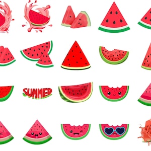 60 Images: Watermelon, Fruit, Food, Summertime Clipart/png ONLY Bundle ...
