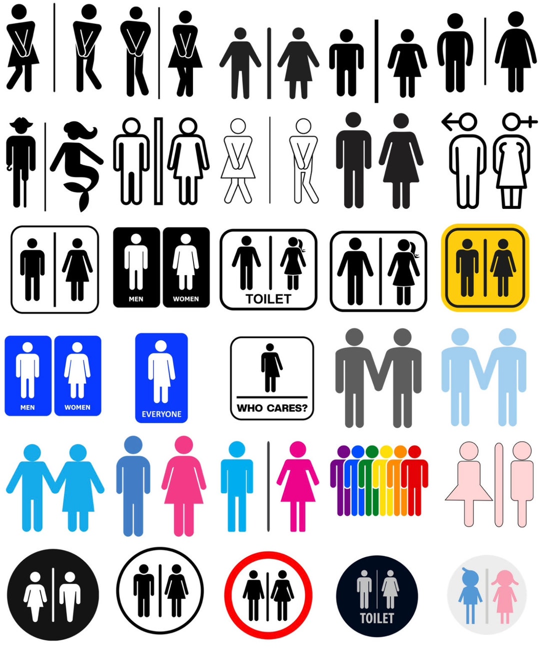 55+ Images: Restroom Signs, Bathroom Signs, Clipart/png Bundle, Digital ...