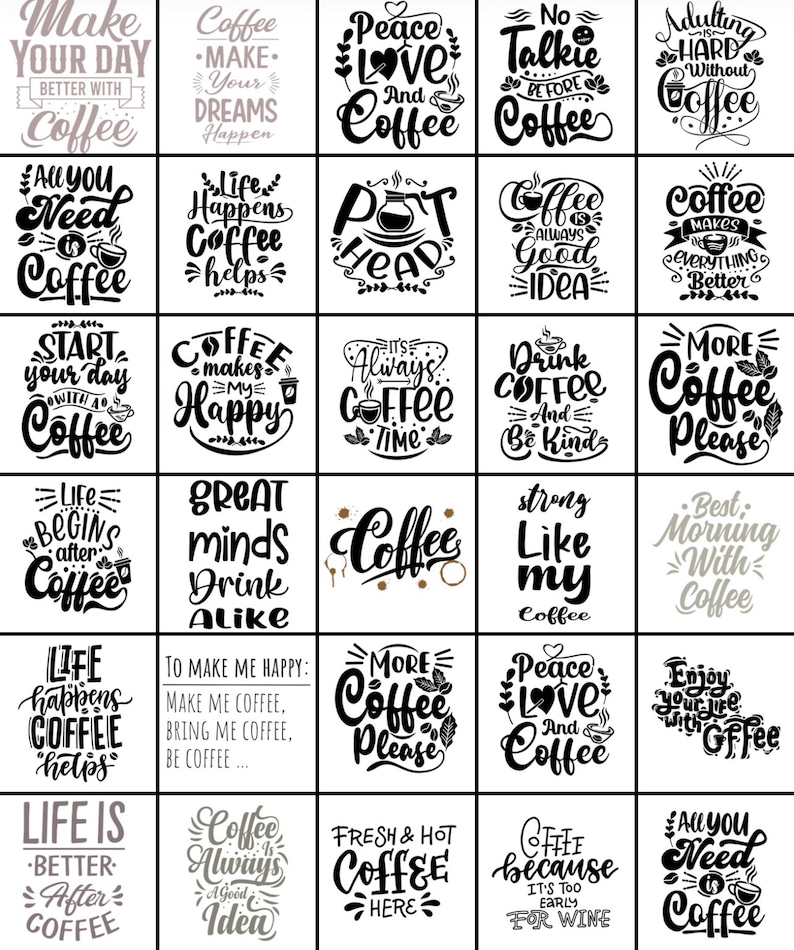 90 Coffee Quotes PNG Clipart Bundle, Barista Art (digital Download) - Etsy