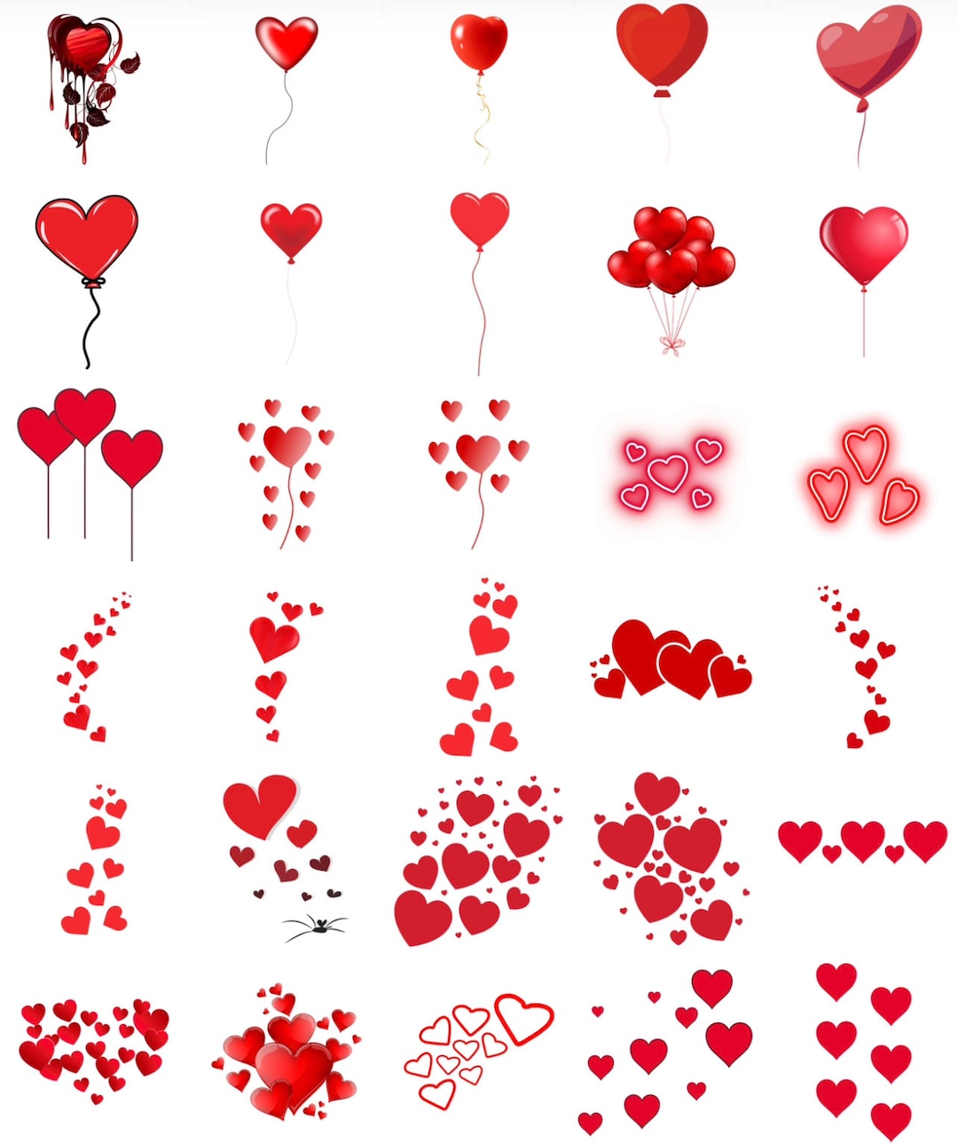 Red Heart Clipart, Valentine's Day PNG Graphics (digital Download) - Etsy