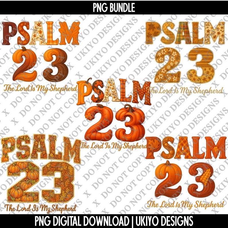 5 Psalm 23 PNG Bundle | Bible Verse Clipart | the Lord is My Shepherd ...