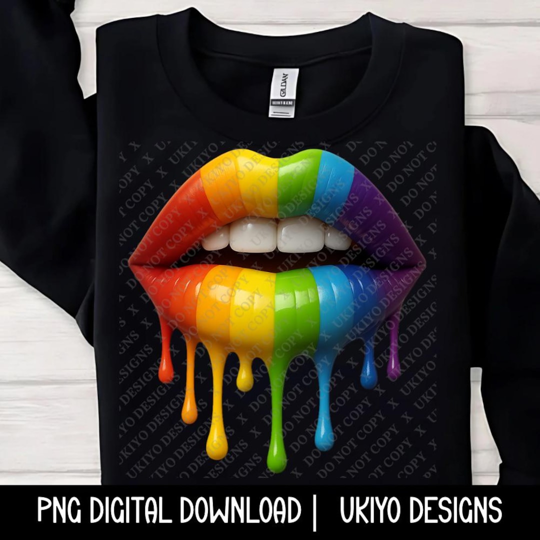 3d Rainbow Dripping Lips, LGBTQ, Colorful, Pride, Glossy, Vibrant, Glam ...