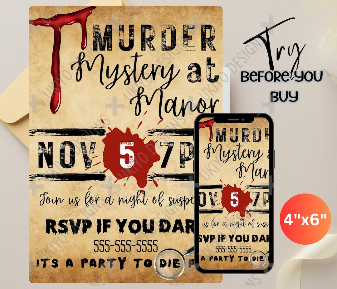 Editable Digital Murder Mystery Dinner Invitation Template Editable ...