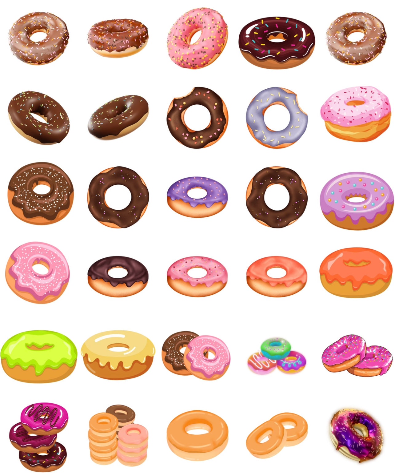 90 Images: Donuts, Sweets, Food Clipart/png Bundle, Digital Download ...