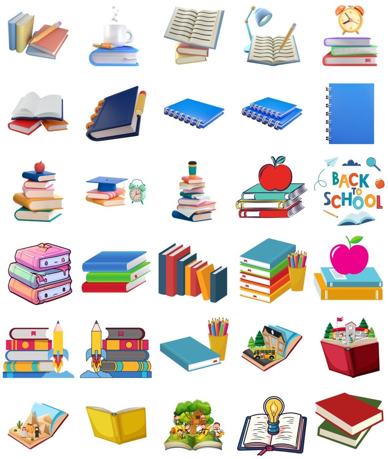 55 Images: School Book, Class, Stationary, Books Clipart/png ONLY ...