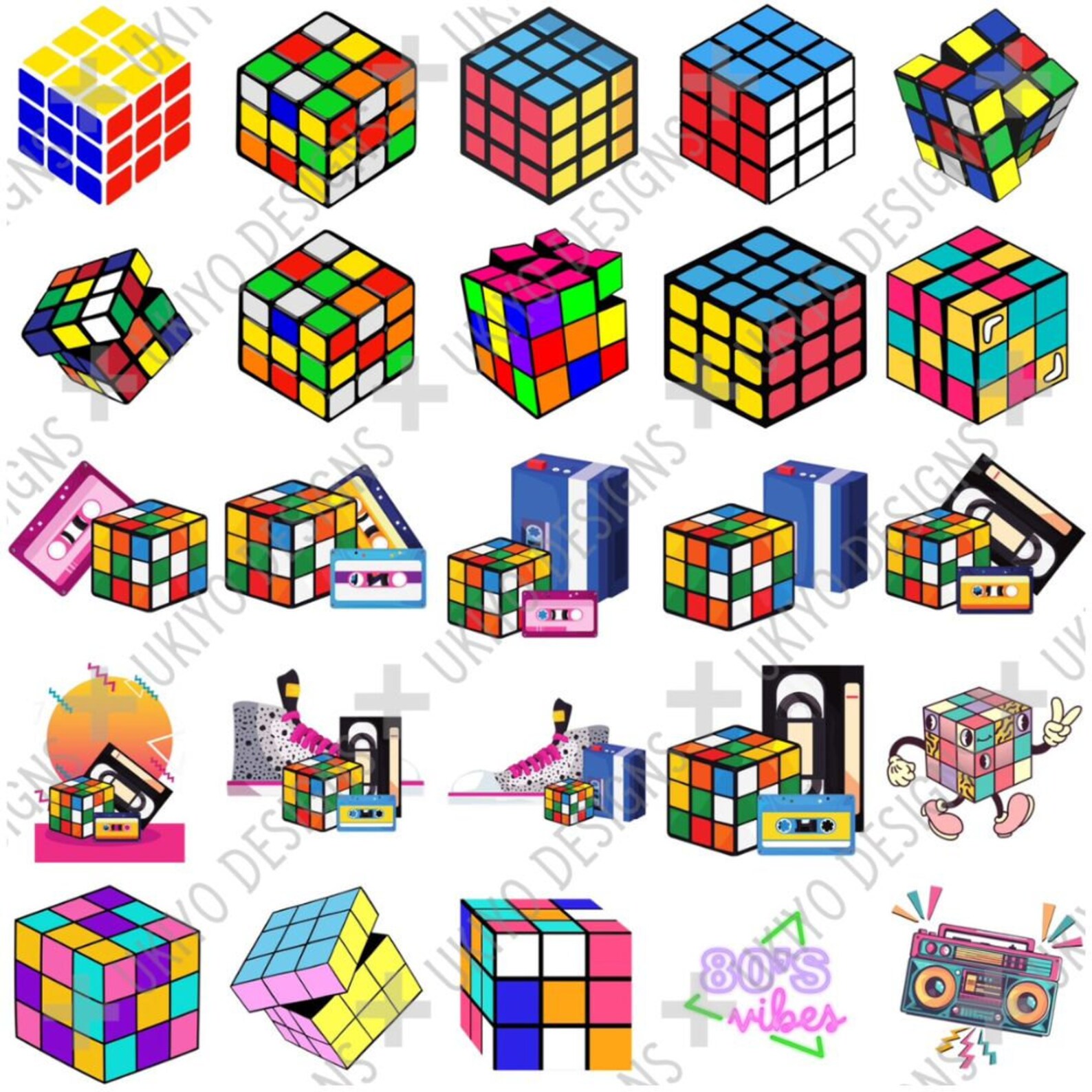125 Images: Retro, Rubik's Cube, 80s Theme, Boom Box, Cassette Tape ...