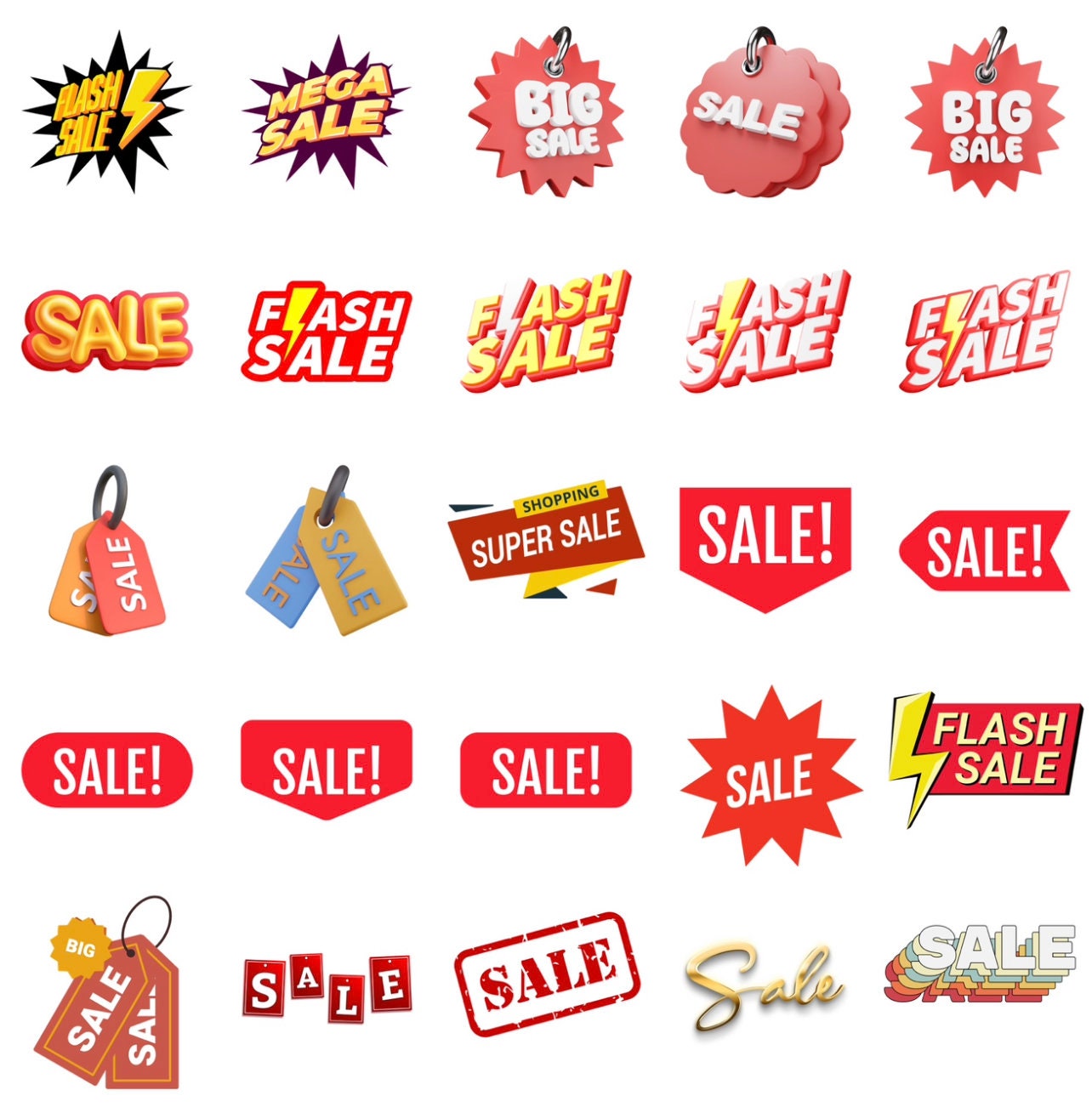 60 Sale Signs PNG Bundle, Mega Sale Sign, Flash Sale PNG, Discount Sign ...