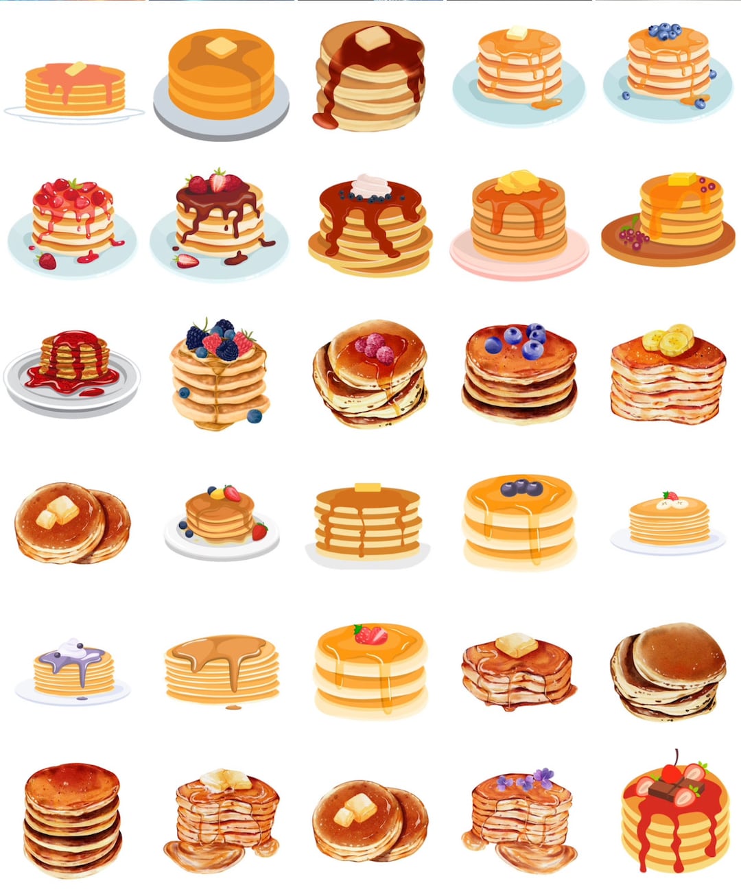 50+ Images: Pancakes, Waffles, Food, Breakfast Clipart/png Bundle ...