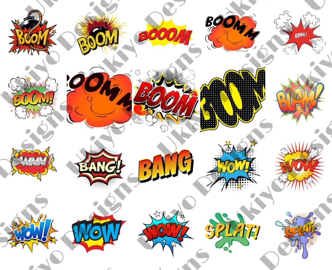 60 Images: Onomatopoeia, Comic Boom, Comic Book Onomatopoeia, Clipart ...