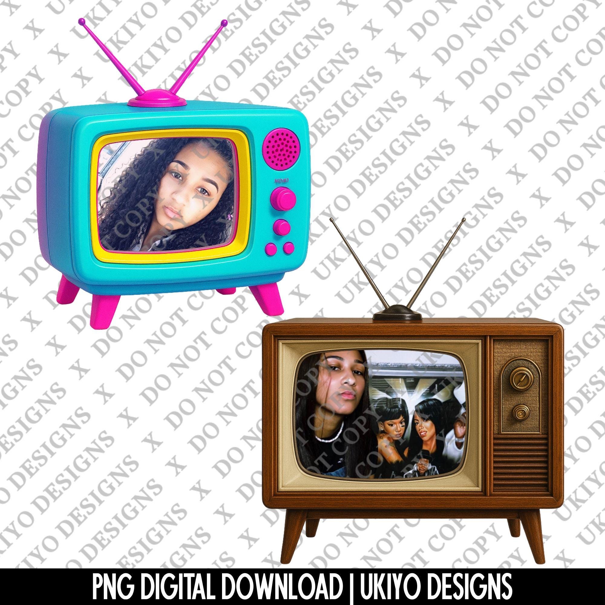 Retro TV Clipart PNG Bundle | Vintage Television Graphics (digital ...