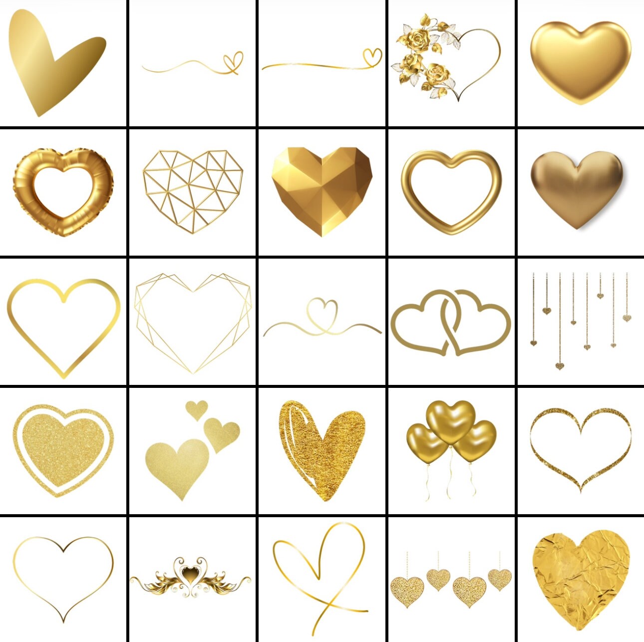 100 Images: Gold Hearts, Hearts, Love, Valentines Day, Sweet Clipart ...
