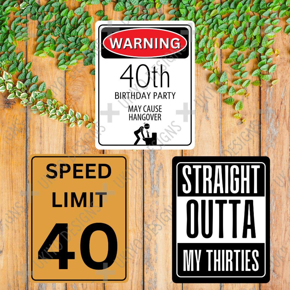 40th Birthday Sign Decor Bundle, 40th Props, Party Supplies ...