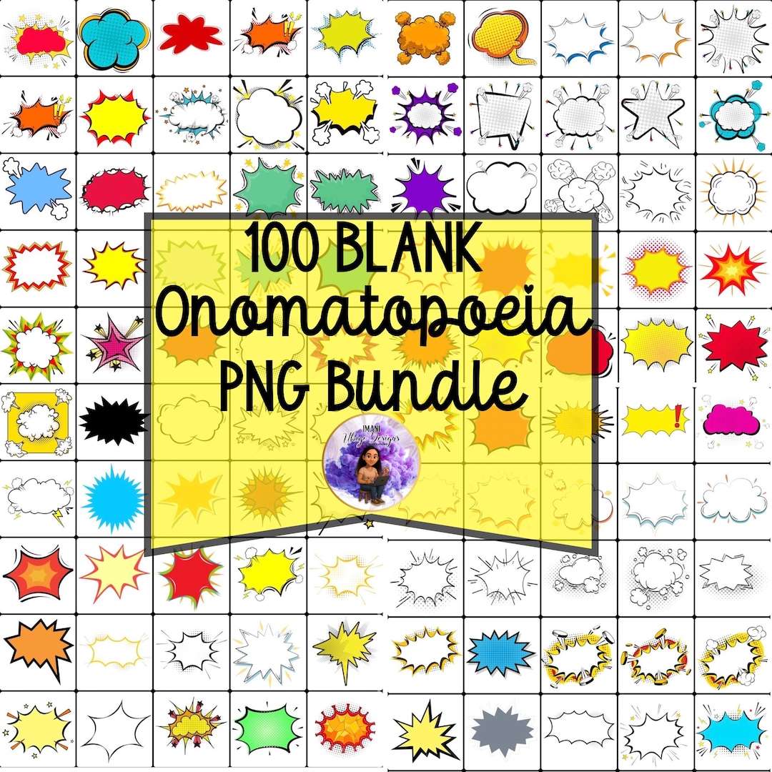 100 Blank Onomatopoeia, Comic Sound Effects PNG Clipart, Speech Bubbles ...