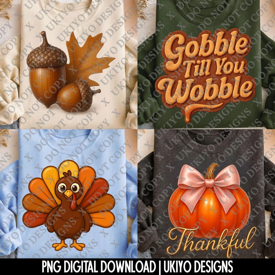 Thanksgiving PNG Clipart Bundle | Fall Turkey Pumpkin Designs (digital ...