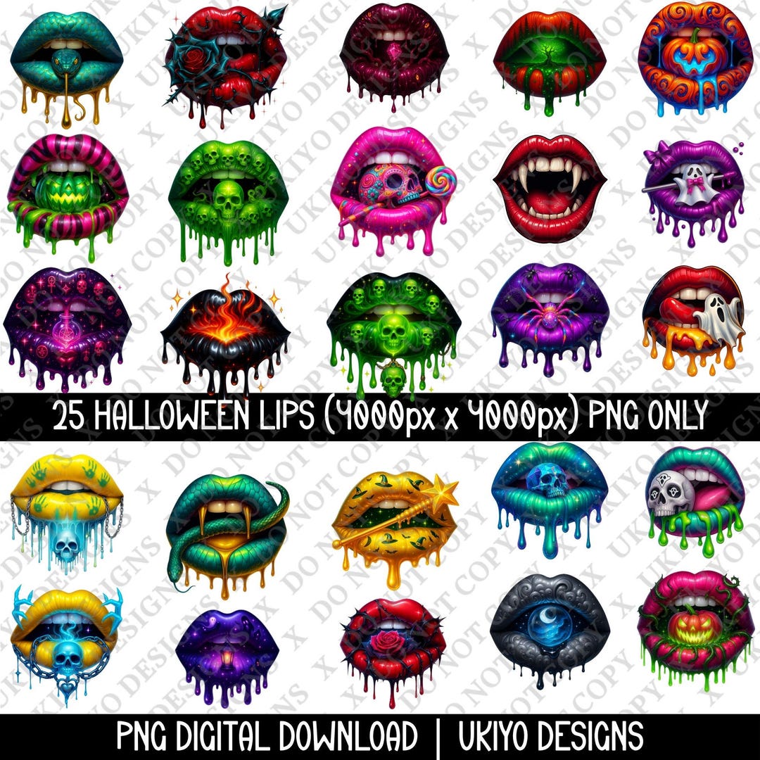 20 Spooky Lips Halloween PNG Bundle for Sublimation – Vampire Lips ...