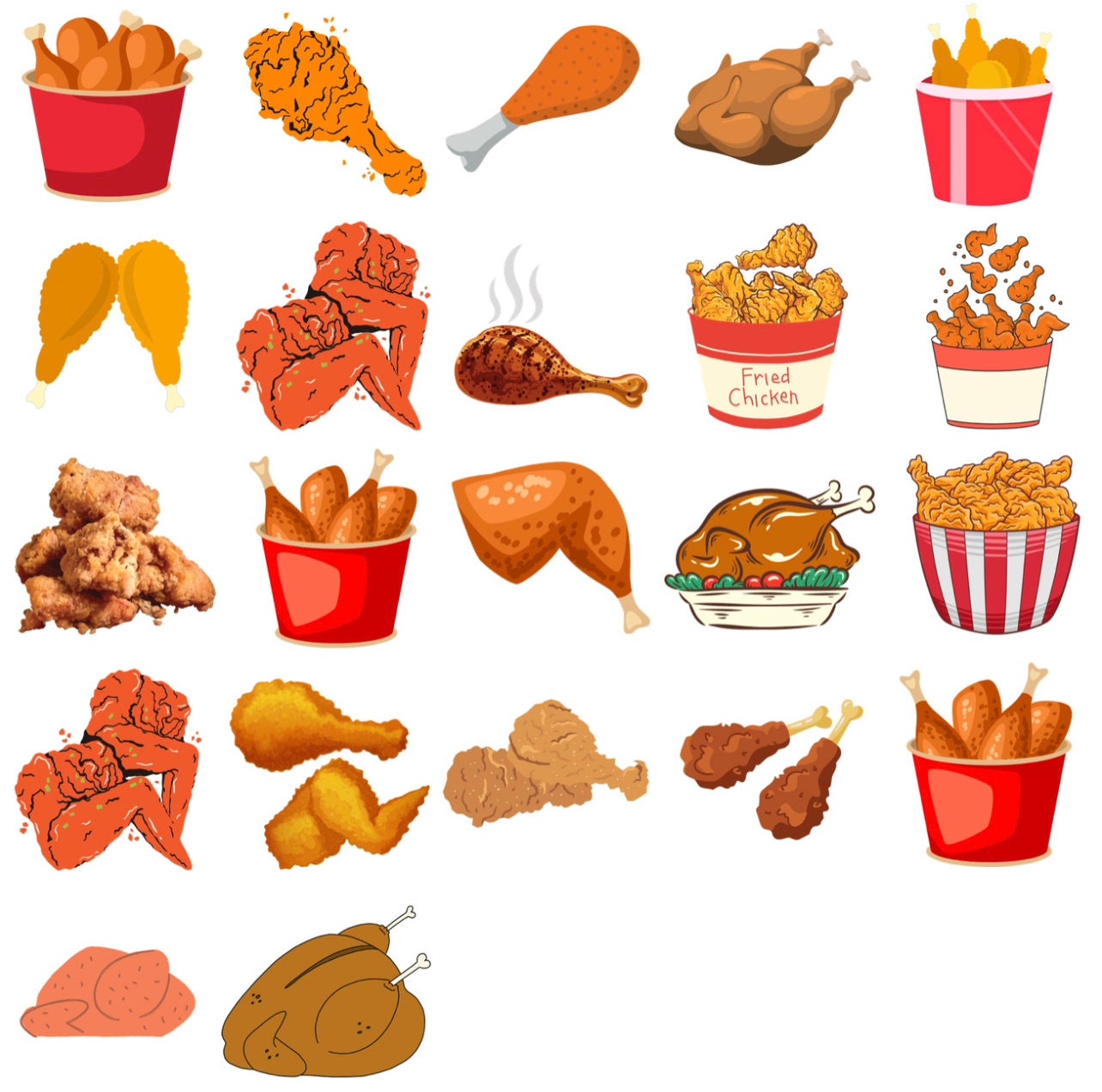 20 Images: Chicken, Fried Chicken, Food Clipart/png Bundle, Digital ...