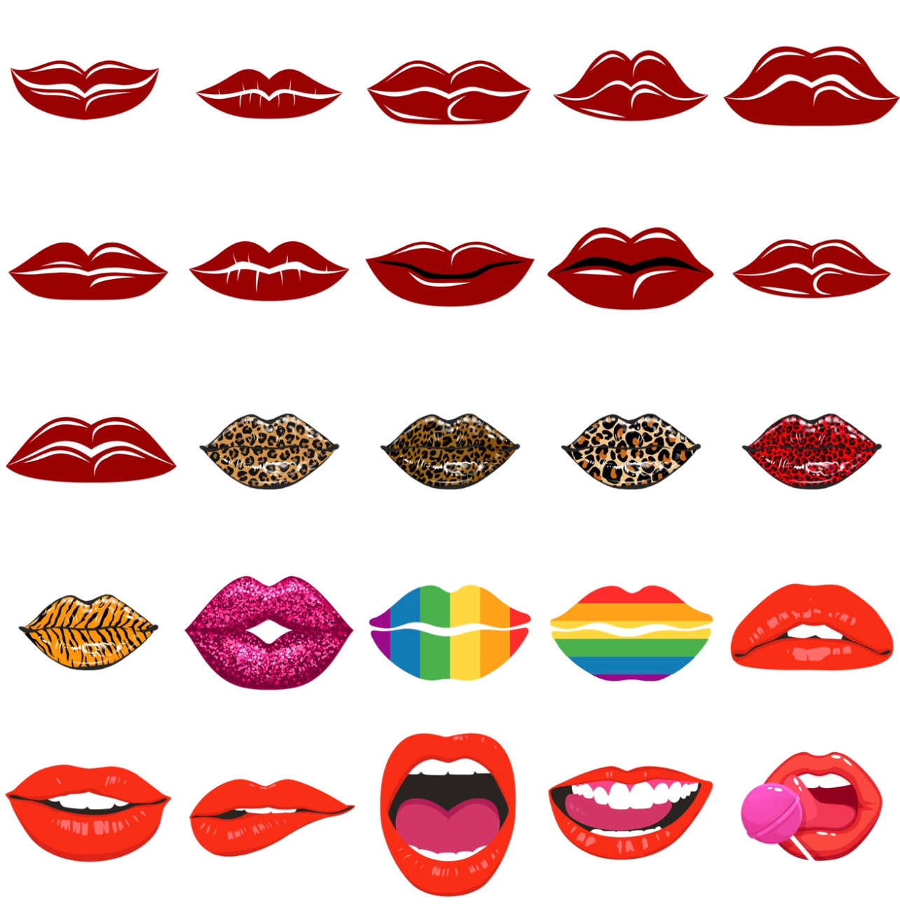 Red Lips, Mouth, Teeth, Smile, Kiss, Xoxo, Instant Digital Download ...