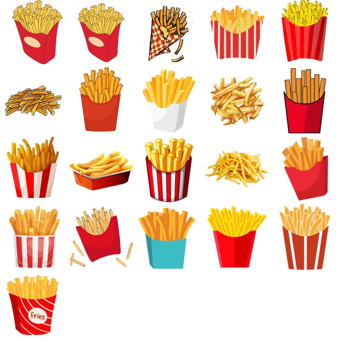 21 Images: French Fries, Food, Junk Food Clipart/png Bundle, Digital ...