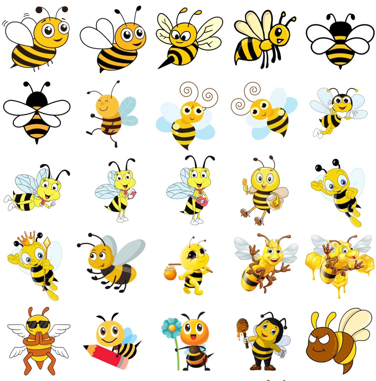 Cartoon Bee, Insect, Honey Bee, Bumblebee PNG ONLY| Printable Clipart ...