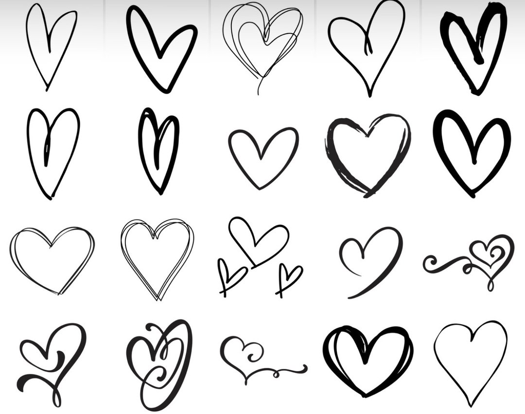 Hand Drawn Doodle Hearts, Love, Graphic, Romantic, Heart Illustration ...